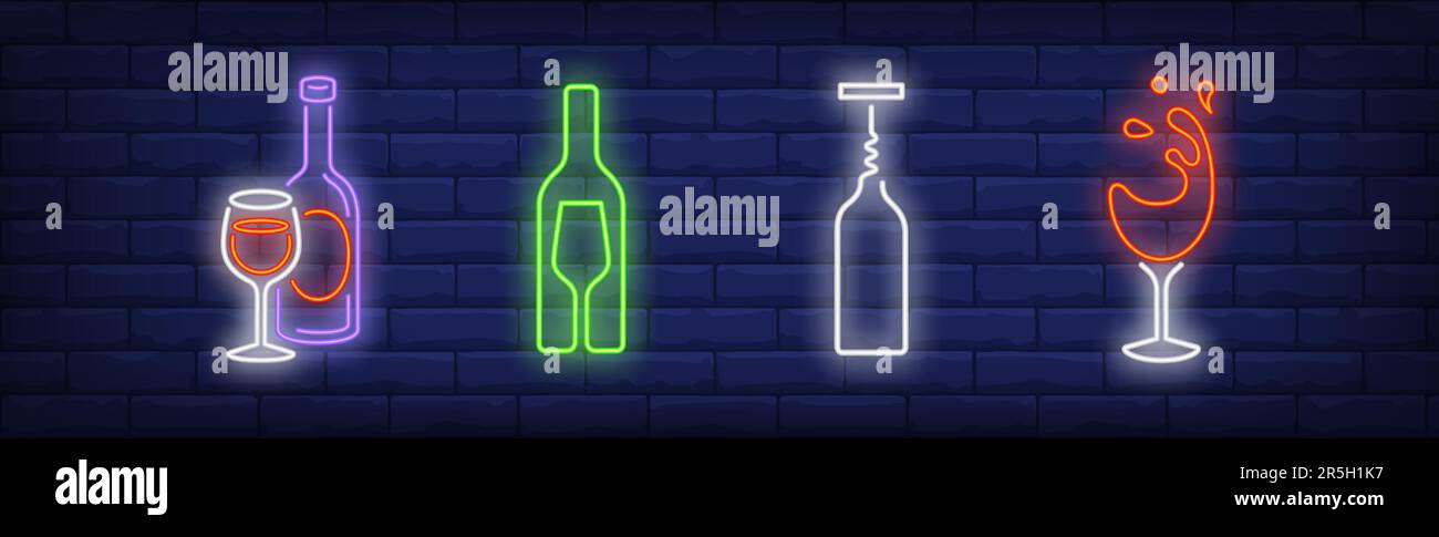 Drinking wine neon signs set Stock Vector Image & Art - Alamy