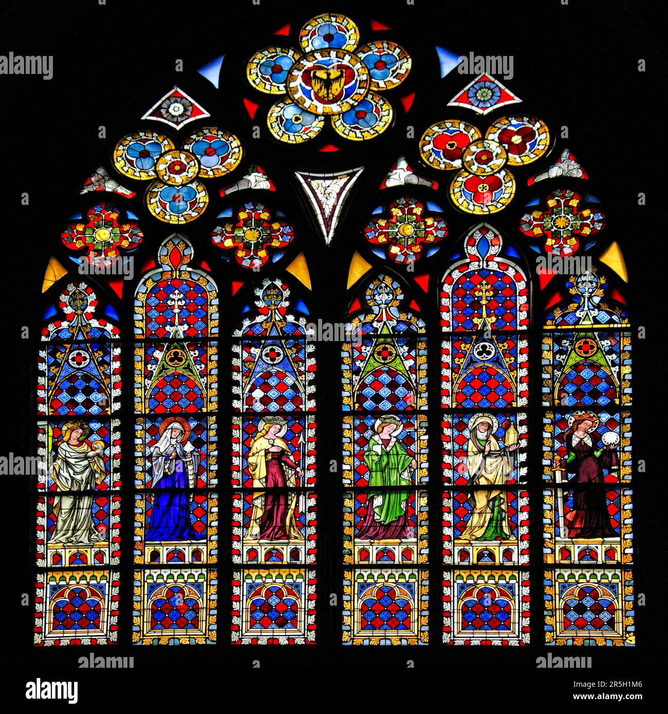 Church window, Katharinenkirche, Oppenheim, Rhineland-Palatinate ...