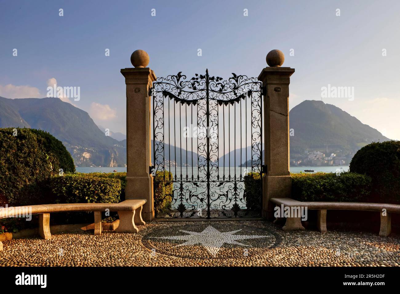 Gate, Parco Civico of Villa Ciani, Lake Lugano, Monte Salvatore, Lugano ...