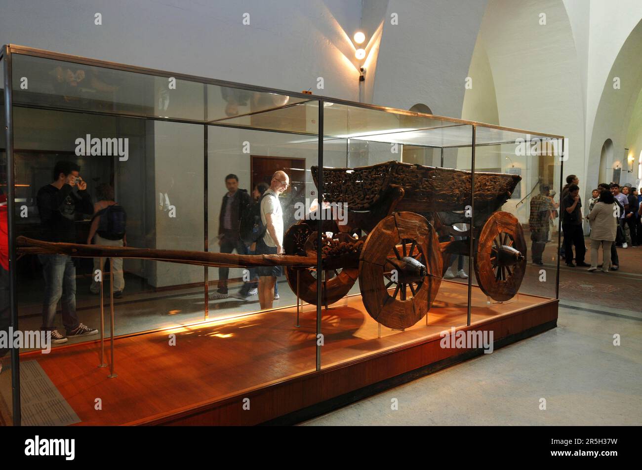 Showcase, wooden cart, Viking ship house, Viking ship museum, Viking ...