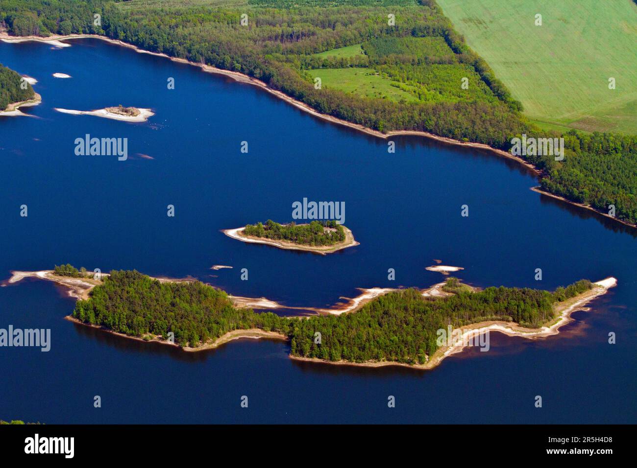 Islands in the Silver Lake, near Lohsa, Bautzen district, Lusatian ...