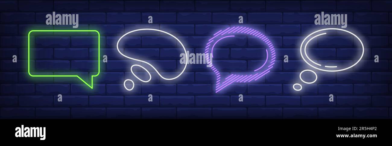 Chat bubbles neon sign set Stock Vector Image & Art - Alamy