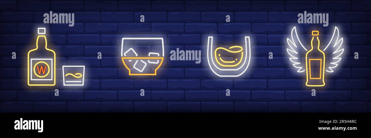 Whiskey neon sign set Stock Vector Image & Art - Alamy