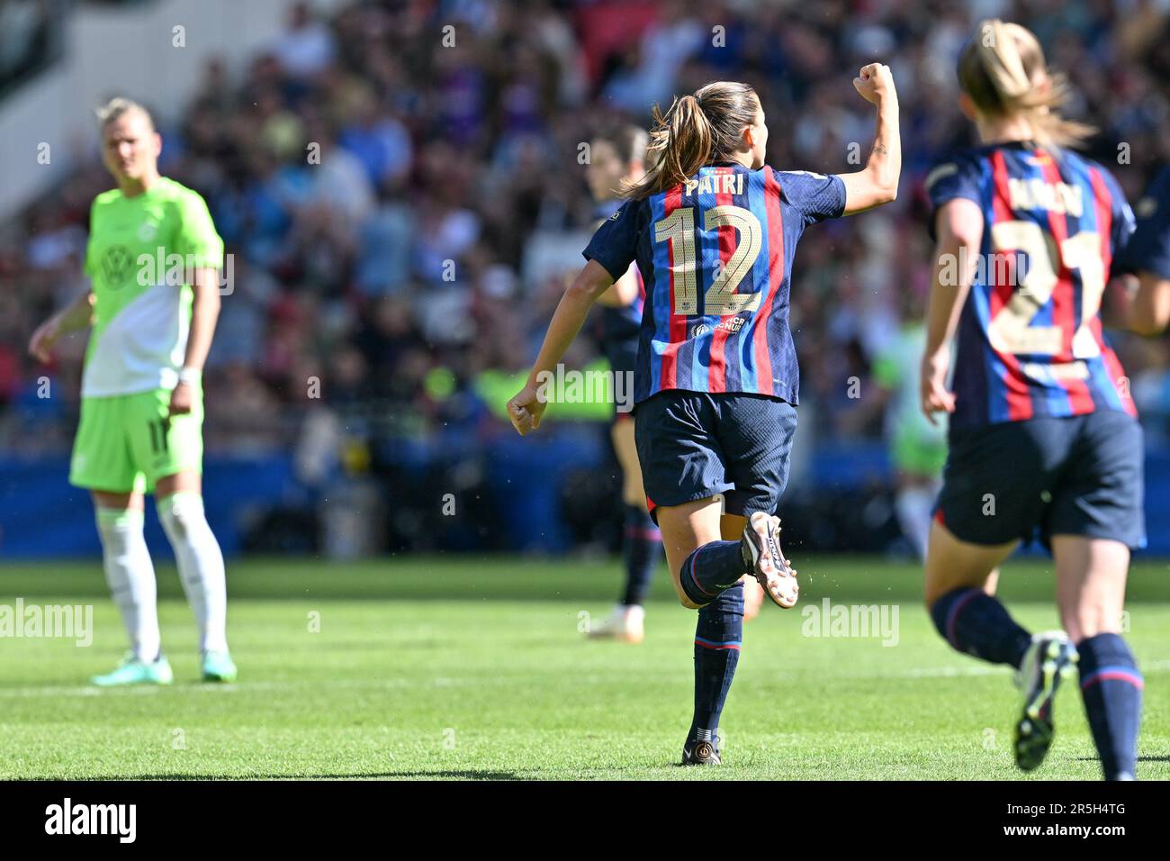 Eindhoven, The Netherlands. 03rd June, 2023. Patricia Guijarro of Barcelona pictured celebrating ...