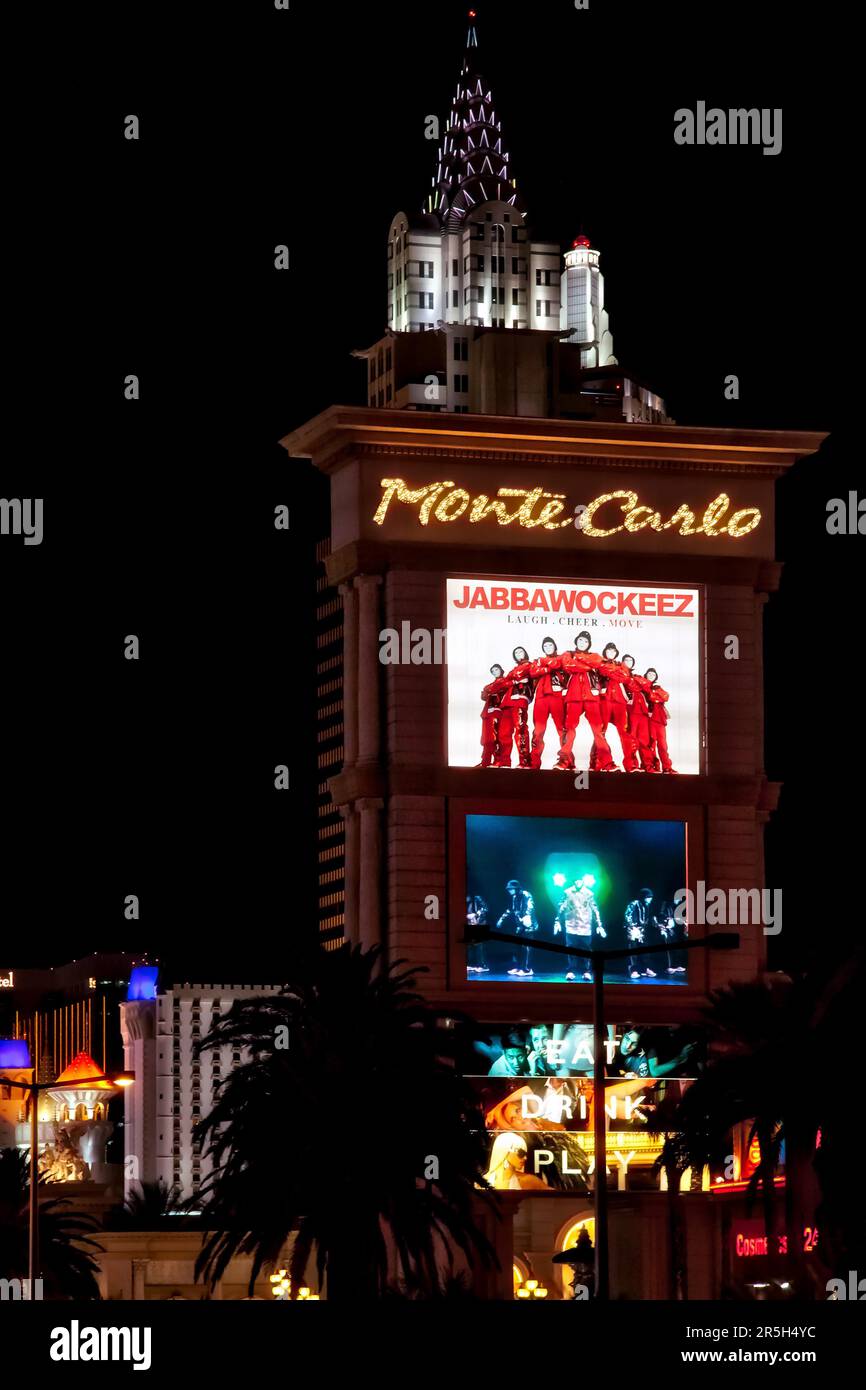 Monte Carlo Illuminated Sign at Night in Las Vegas Stock Photo - Alamy