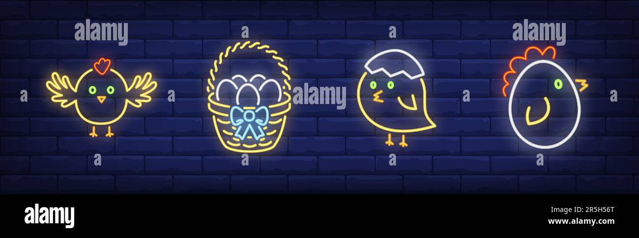 Spring chicken neon sign set Stock Vector Image & Art - Alamy