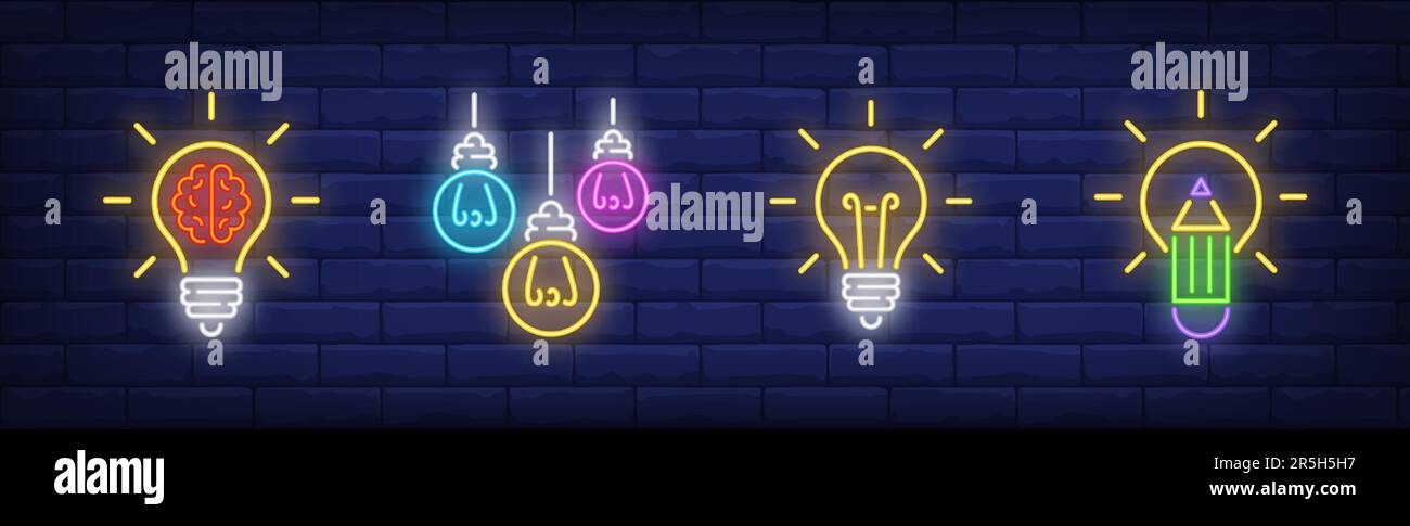 Light bulbs neon sign set Stock Vector Image & Art - Alamy