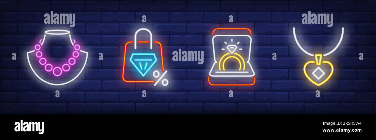 Jewelry neon sign set Stock Vector Image & Art - Alamy