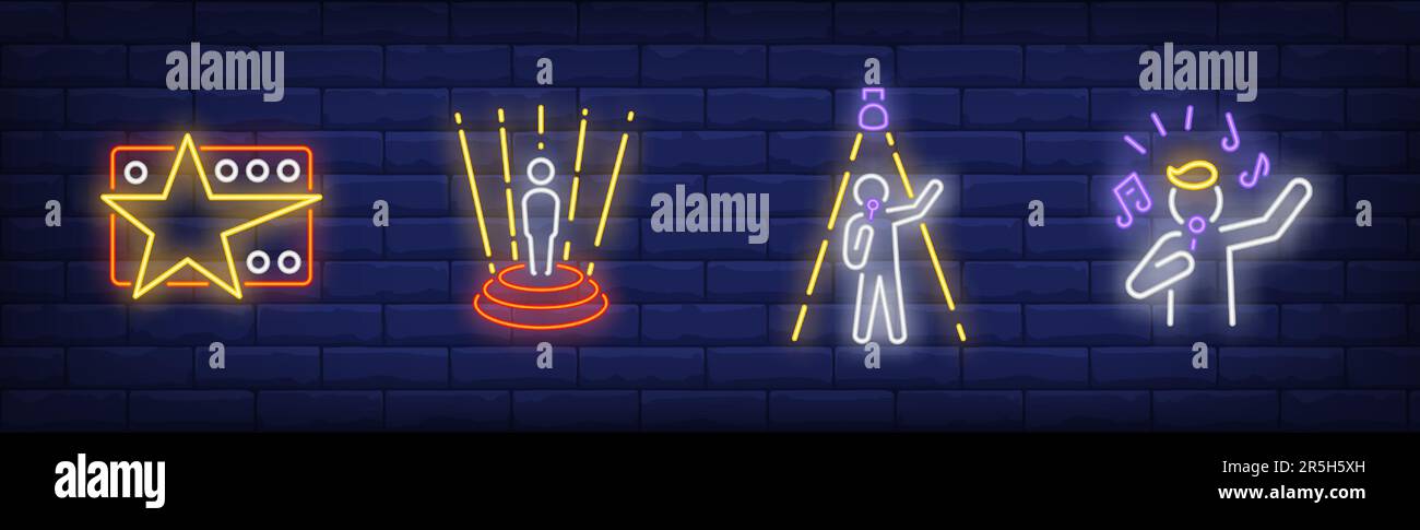 Singing competition neon sign set Stock Vector Image & Art - Alamy
