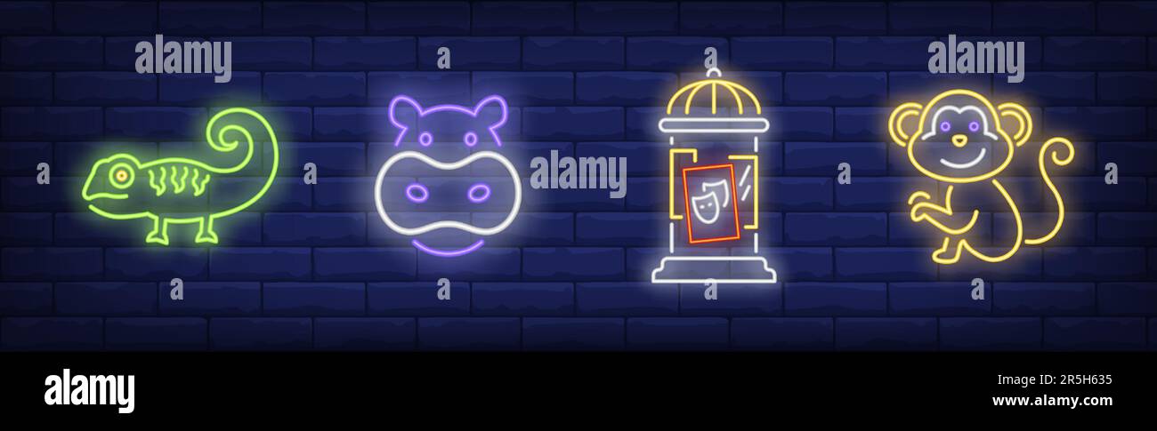 Circus animals neon sign set Stock Vector Image & Art - Alamy