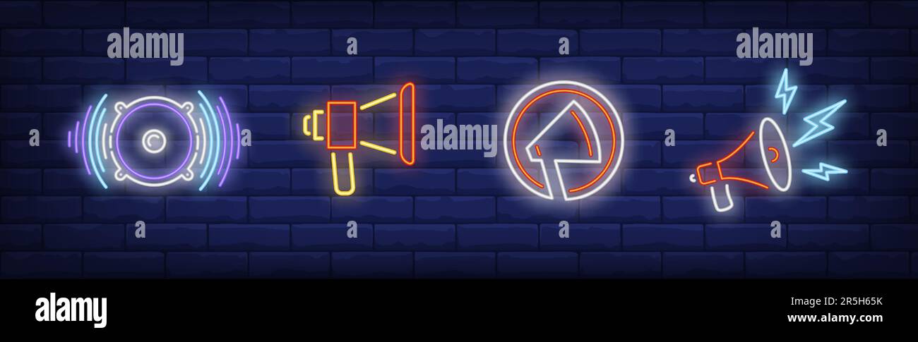 Speaker neon sign set Stock Vector Image & Art - Alamy