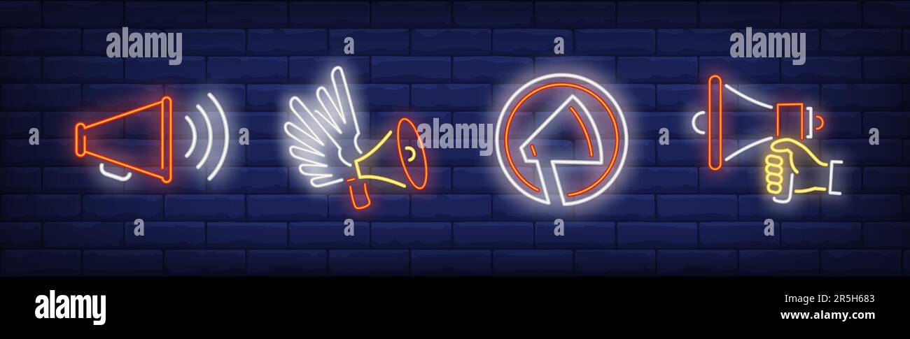 Loudspeaker neon sign set Stock Vector Image & Art - Alamy