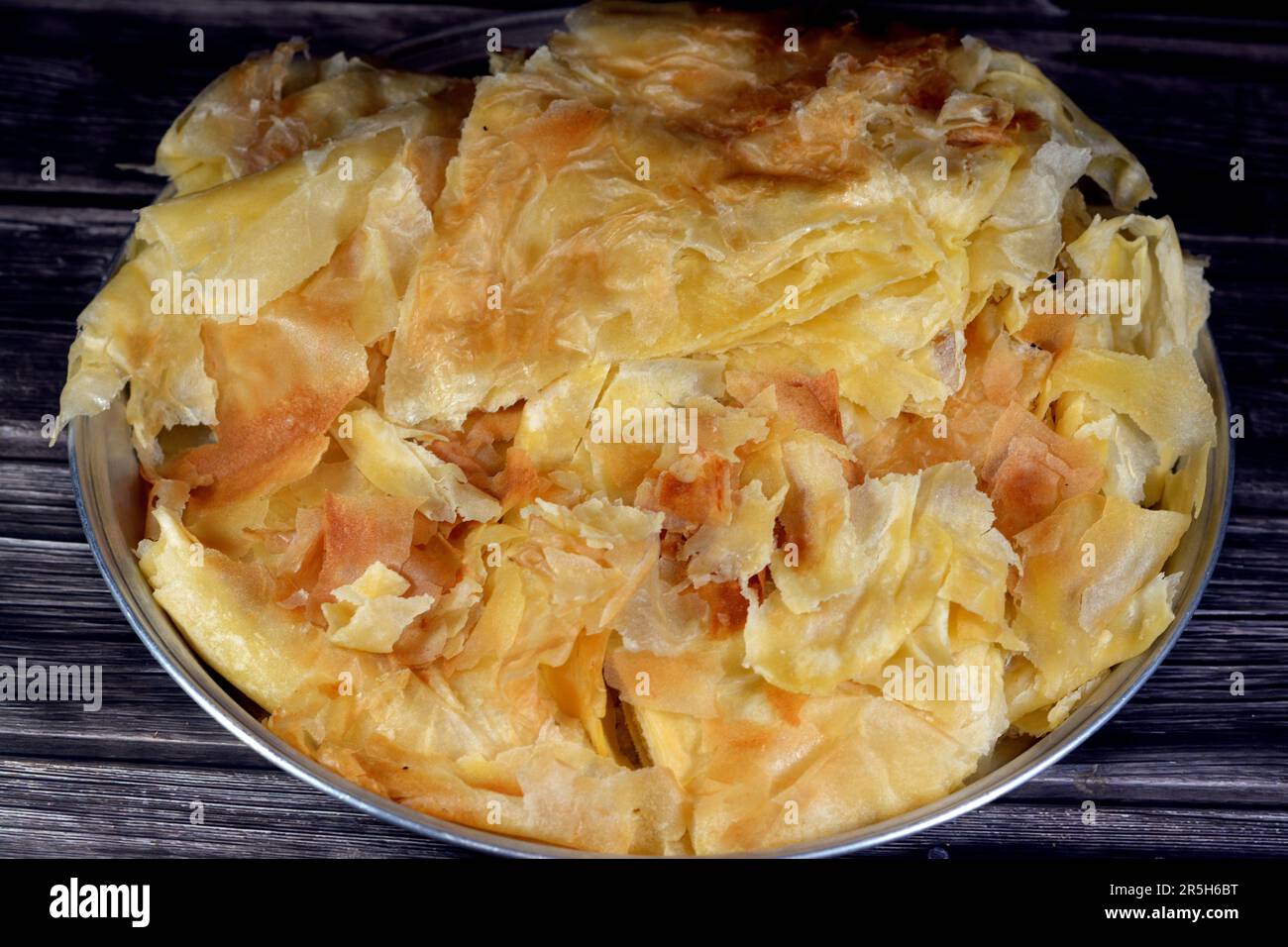 Egyptian Feteer meshaltet, layers upon layers of pastry dough with ...