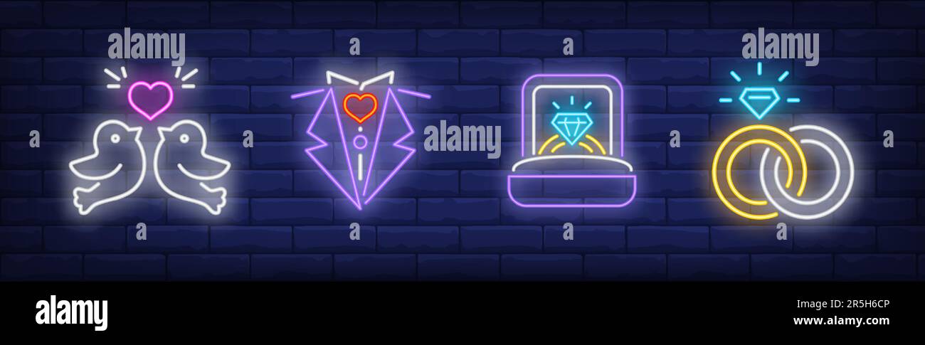 Engagement neon sign set Stock Vector Image & Art - Alamy