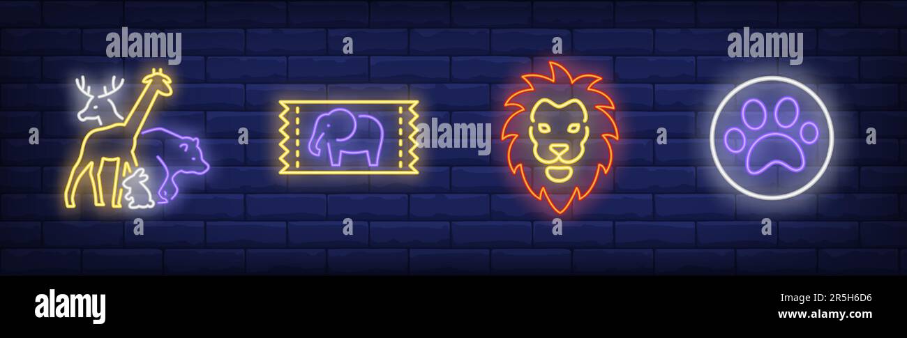 Circus with animals neon sign set Stock Vector Image & Art - Alamy