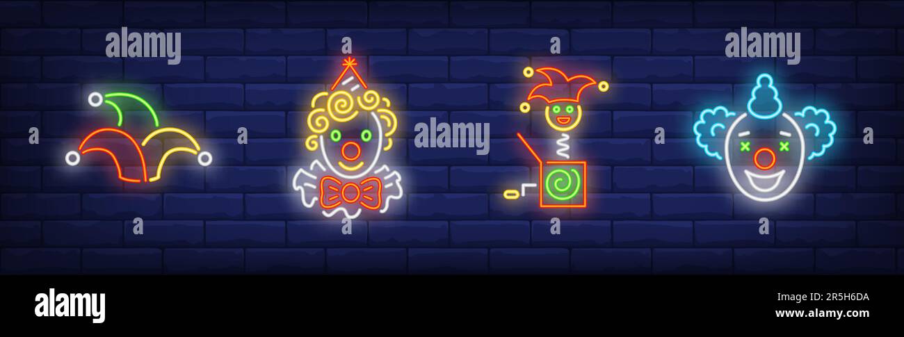 Clowns neon sign set Stock Vector Image & Art - Alamy