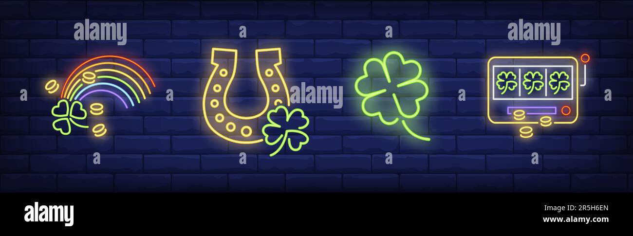 Luck symbols neon sign set Stock Vector Image & Art - Alamy