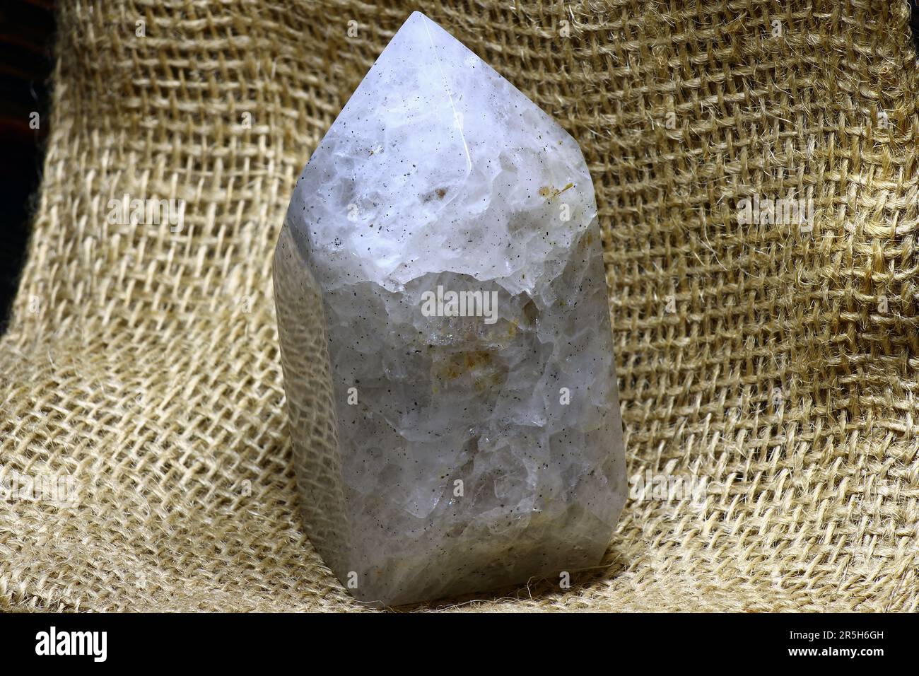 Vein icy quartz artificially processed into a crystal shape Stock Photo ...