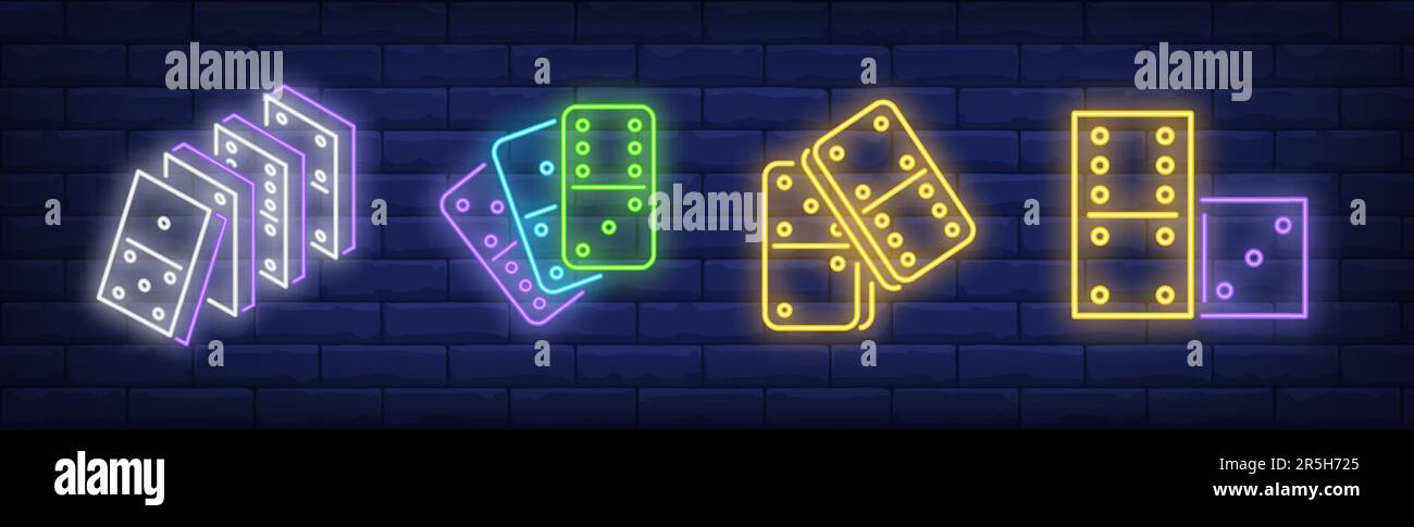 Stacks of domino tiles neon sign set Stock Vector Image & Art - Alamy