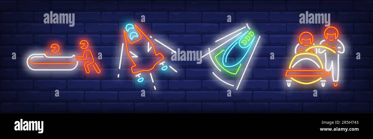 Luge neon signs set Stock Vector Image & Art - Alamy