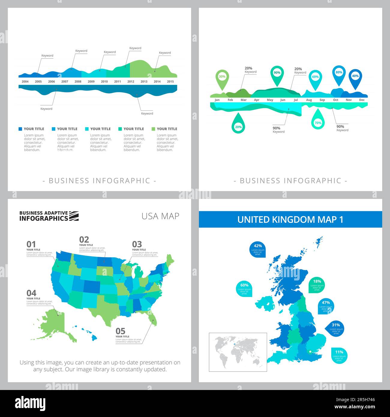 Collage of creative marketing concept graphic charts Stock Vector Image ...