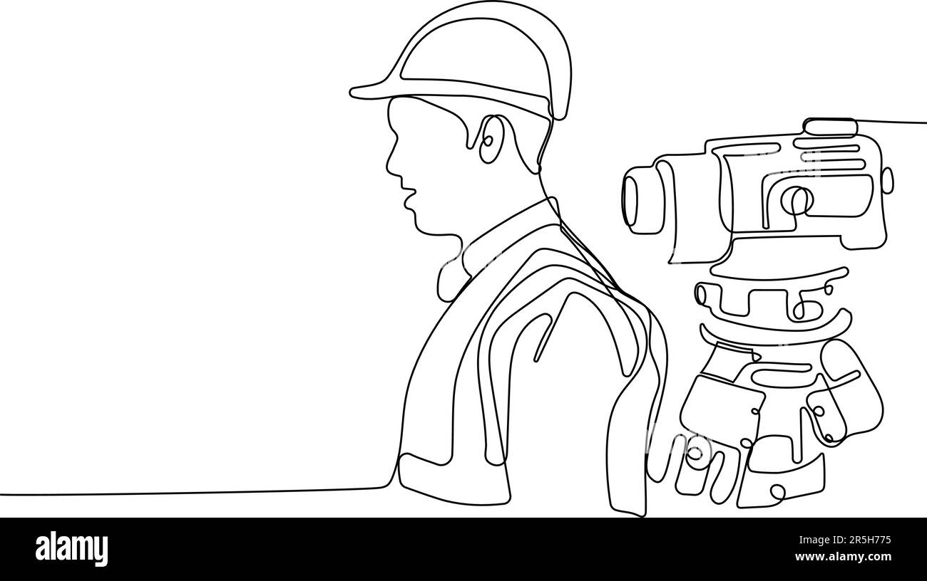 Close up of Caucasian worker with helmet on head using tablet for work ...