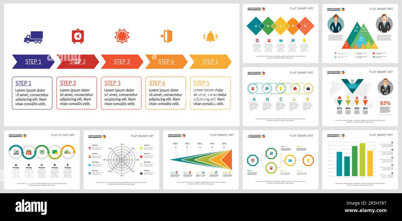 Collage of graphic business infographic diagrams Stock Vector Image ...