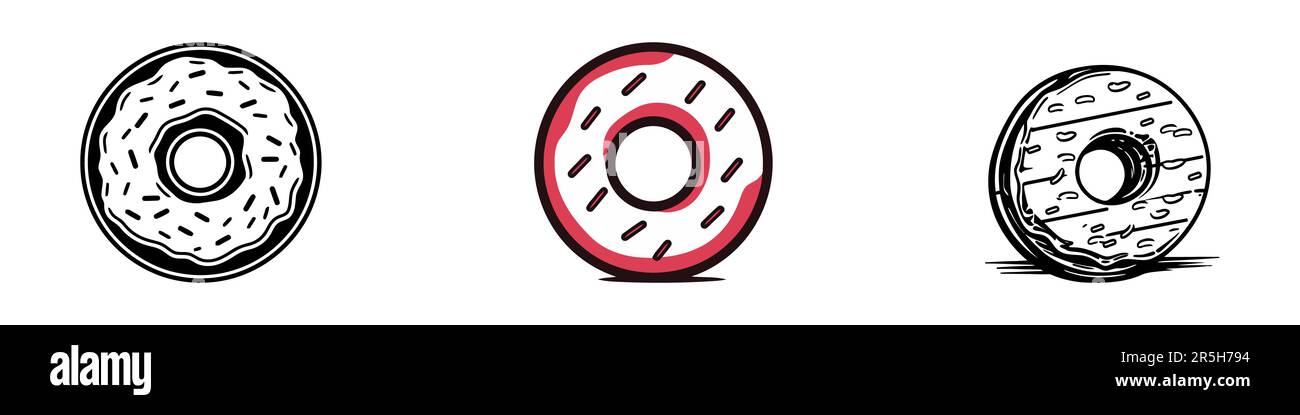 Donut vector set isolated on a white background. Donut collection Stock ...