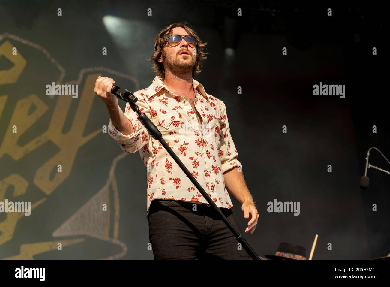 Cody Cannon of Whiskey Myers performs at Railbird Music Festival on ...