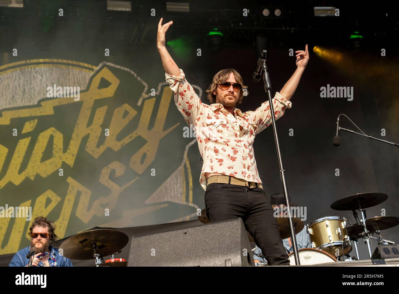 Cody Cannon of Whiskey Myers performs at Railbird Music Festival on ...