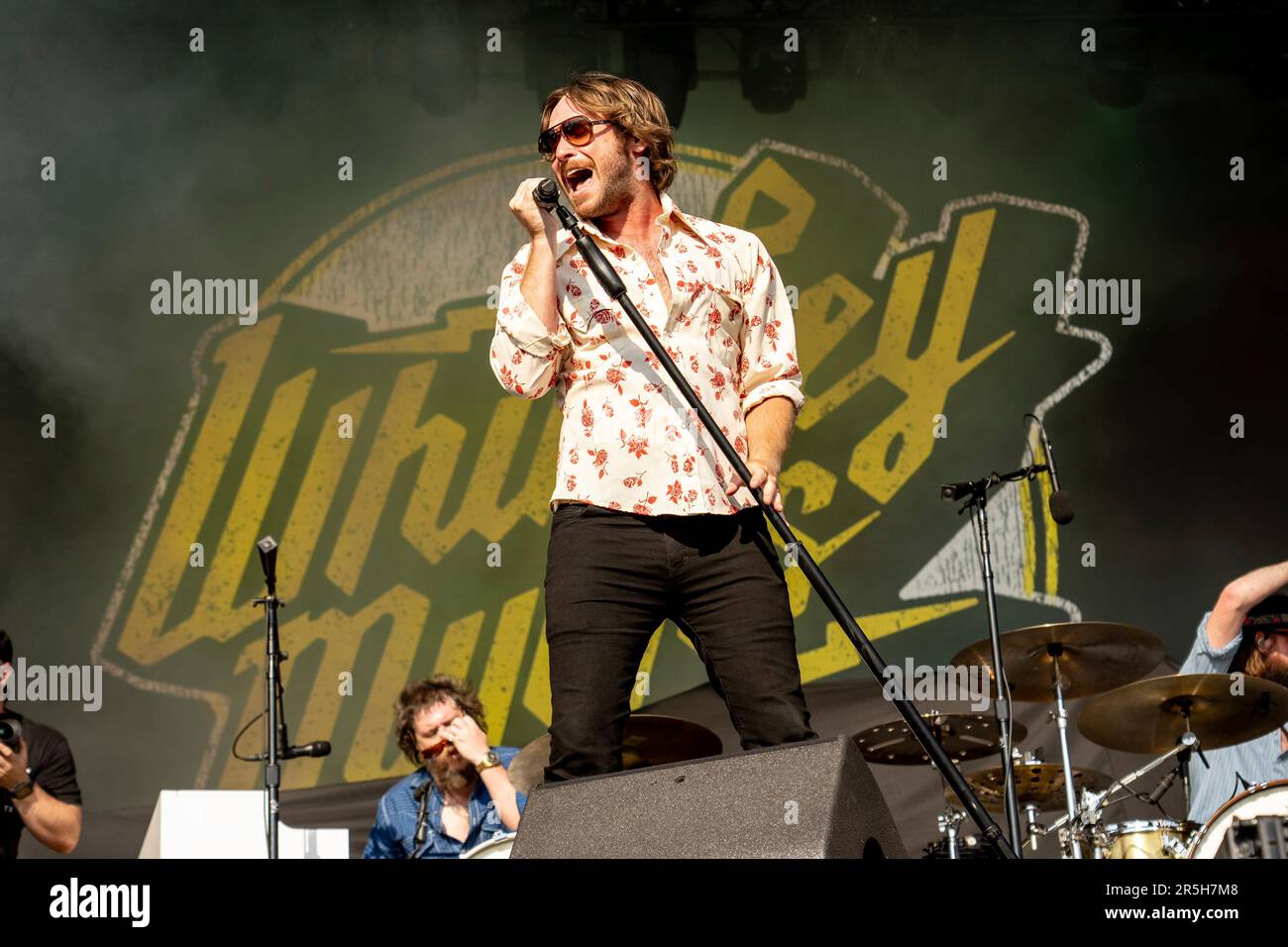 Cody Cannon of Whiskey Myers performs at Railbird Music Festival on ...