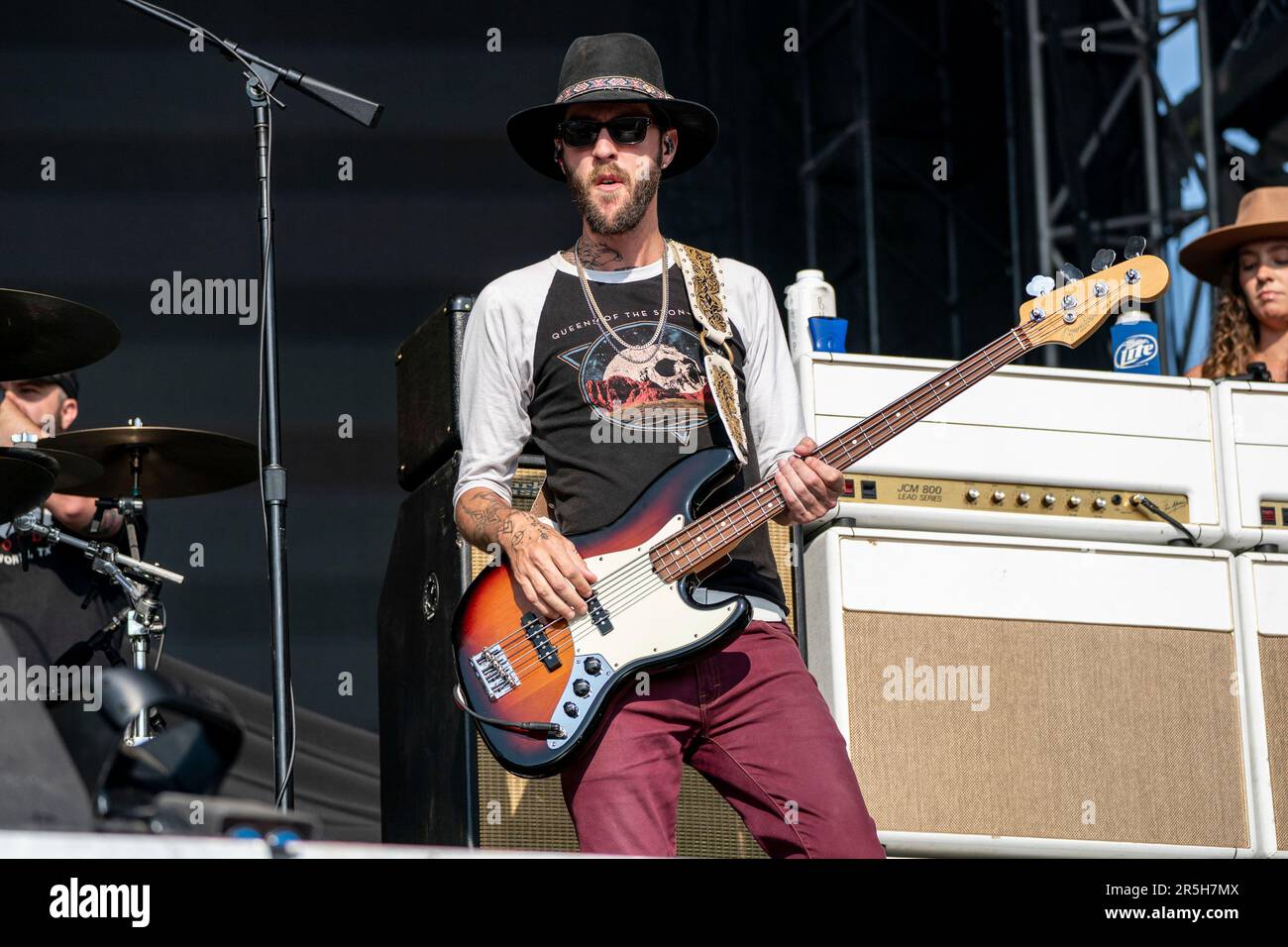 Jamey Gleaves of Whiskey Myers performs at Railbird Music Festival on ...