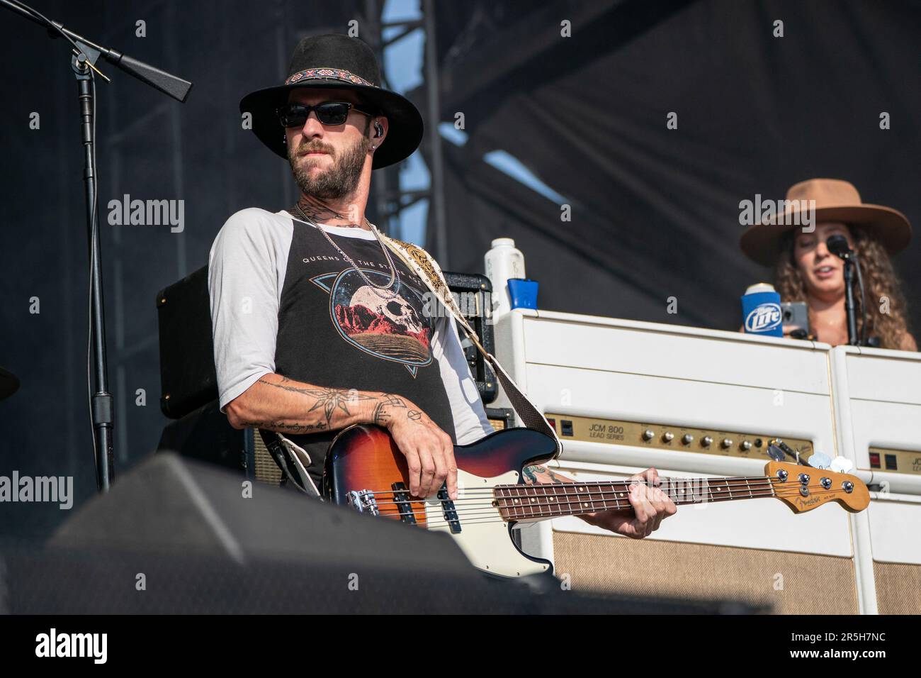 Jamey Gleaves of Whiskey Myers performs at Railbird Music Festival on ...