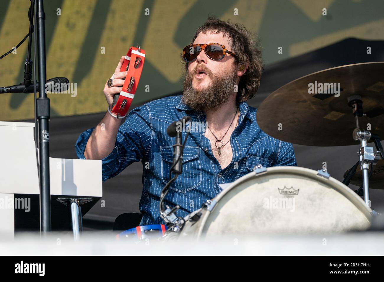Tony Kent of Whiskey Myers performs at Railbird Music Festival on ...