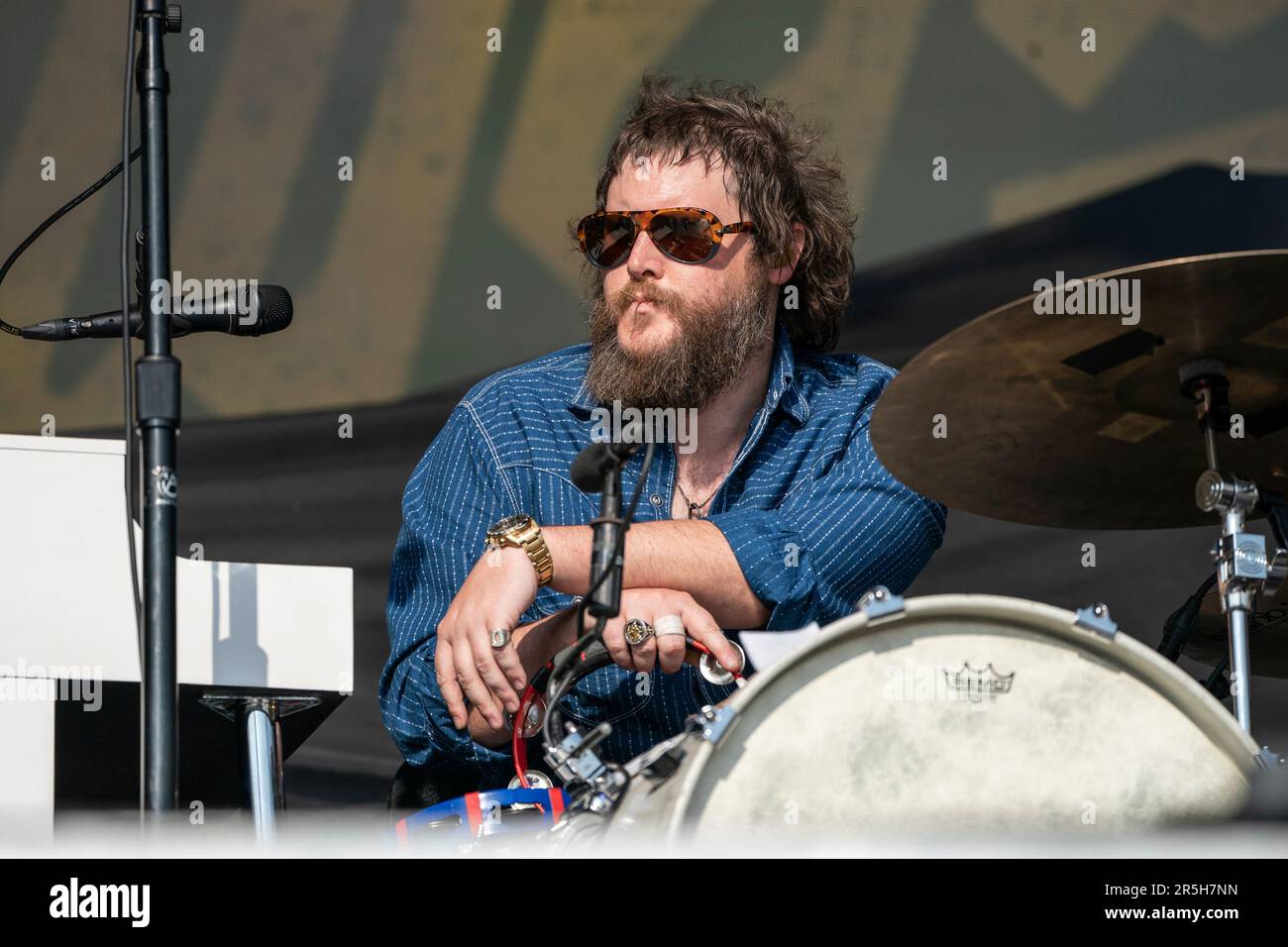 Tony Kent of Whiskey Myers performs at Railbird Music Festival on ...