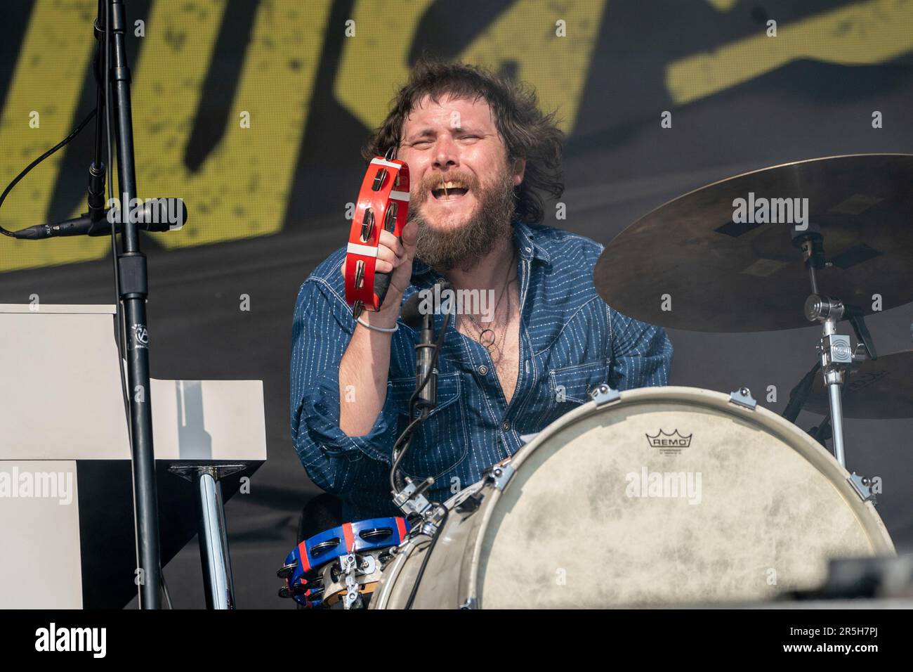 Tony Kent of Whiskey Myers performs at Railbird Music Festival on ...