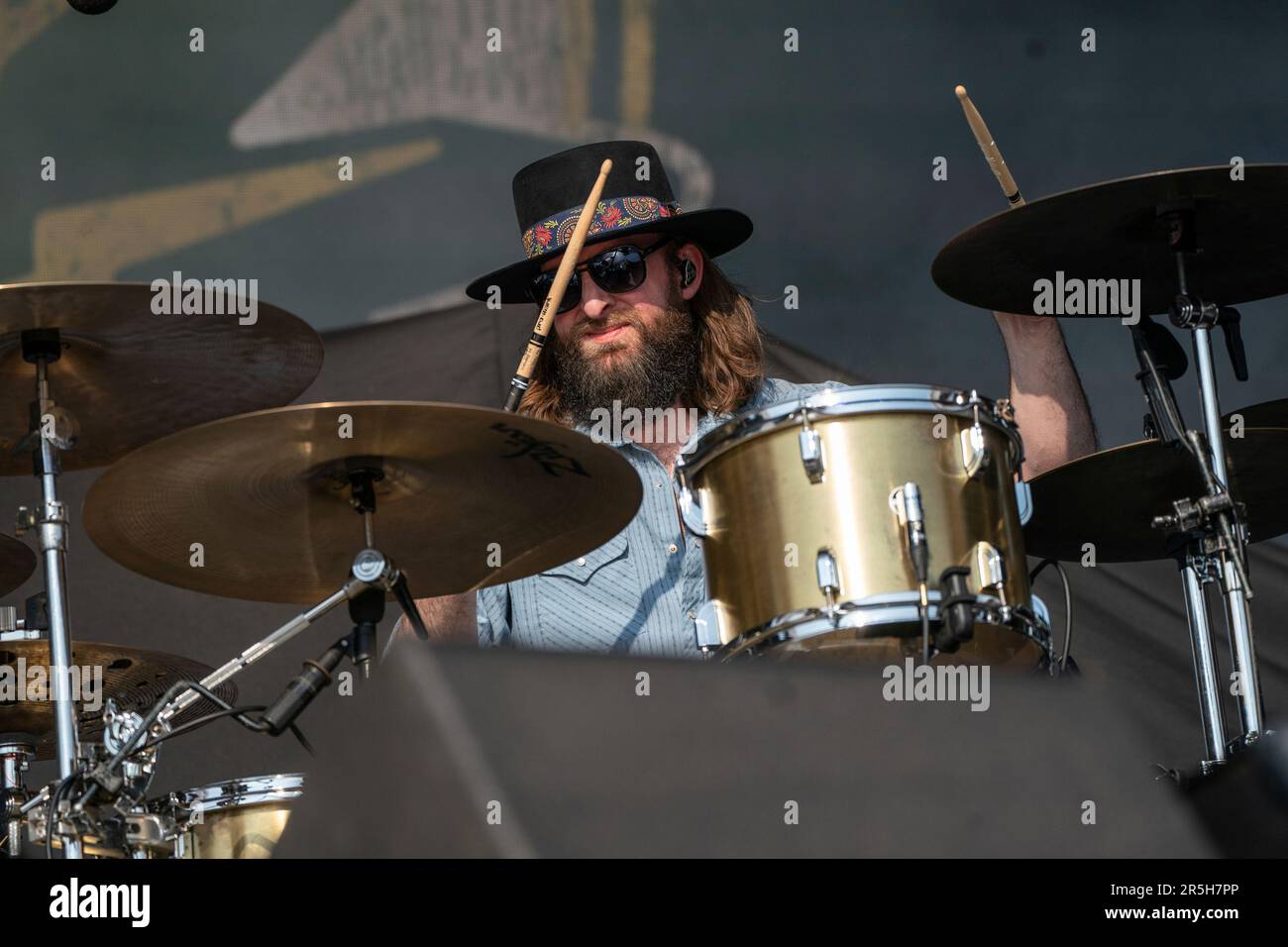 Jeff Hogg of Whiskey Myers performs at Railbird Music Festival on ...