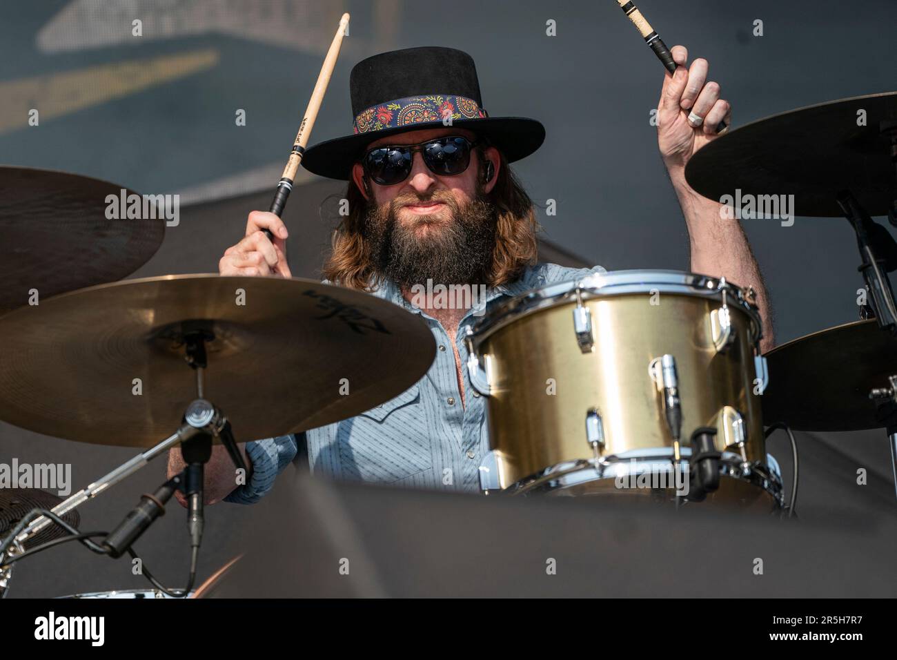 Jeff Hogg of Whiskey Myers performs at Railbird Music Festival on ...
