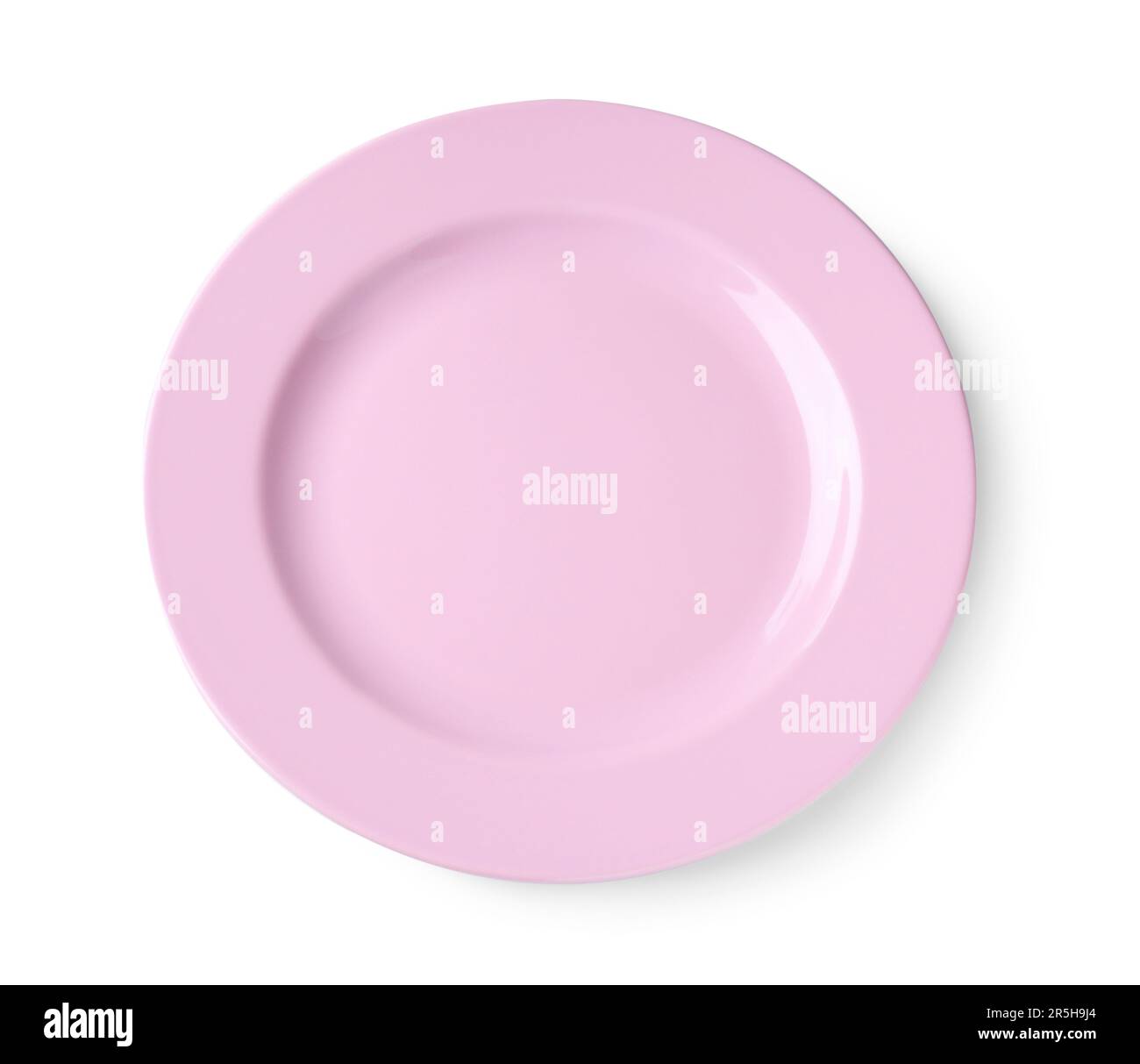 Empty pale pink ceramic plate isolated on white, top view Stock Photo ...