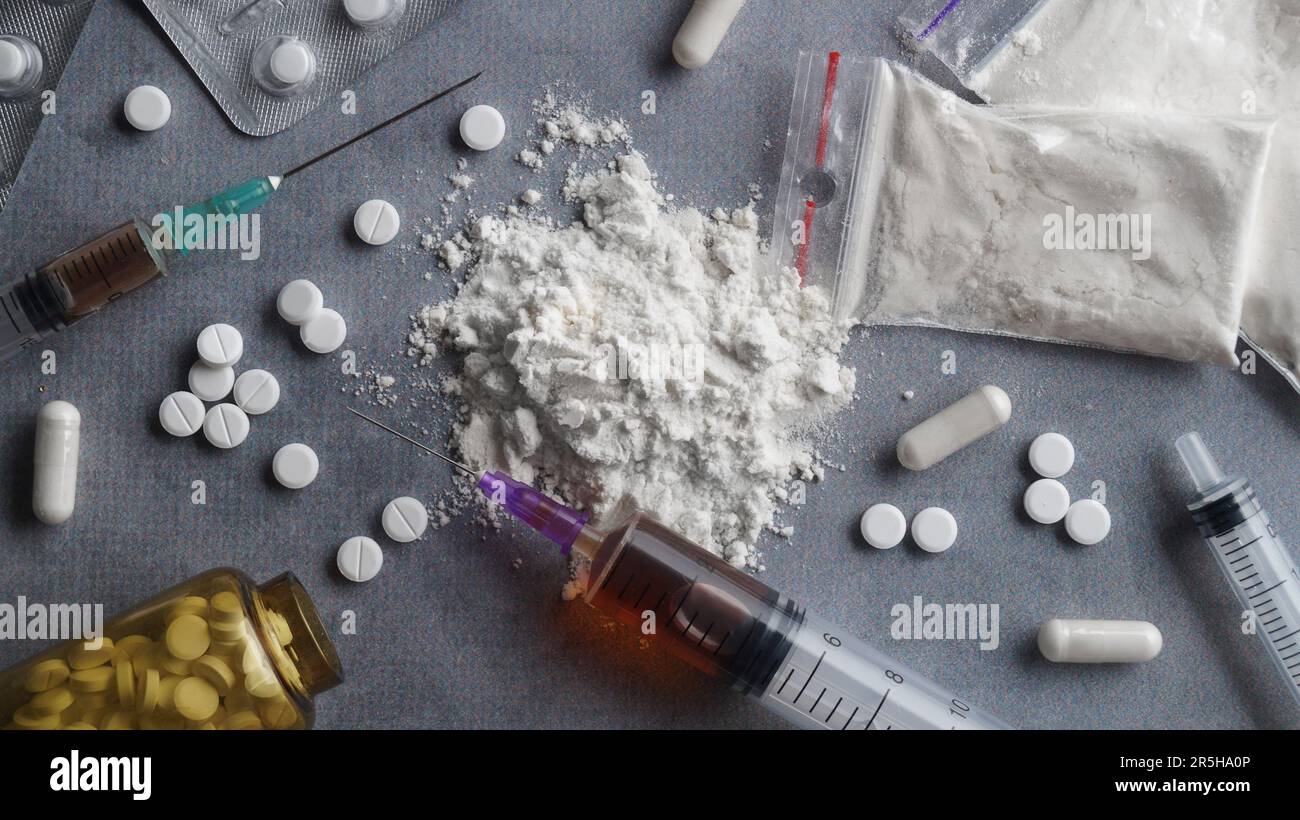 Different hard drugs on hi-res stock photography and images - Alamy