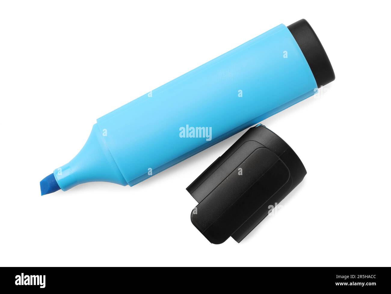 Bright blue marker isolated on white, top view Stock Photo - Alamy