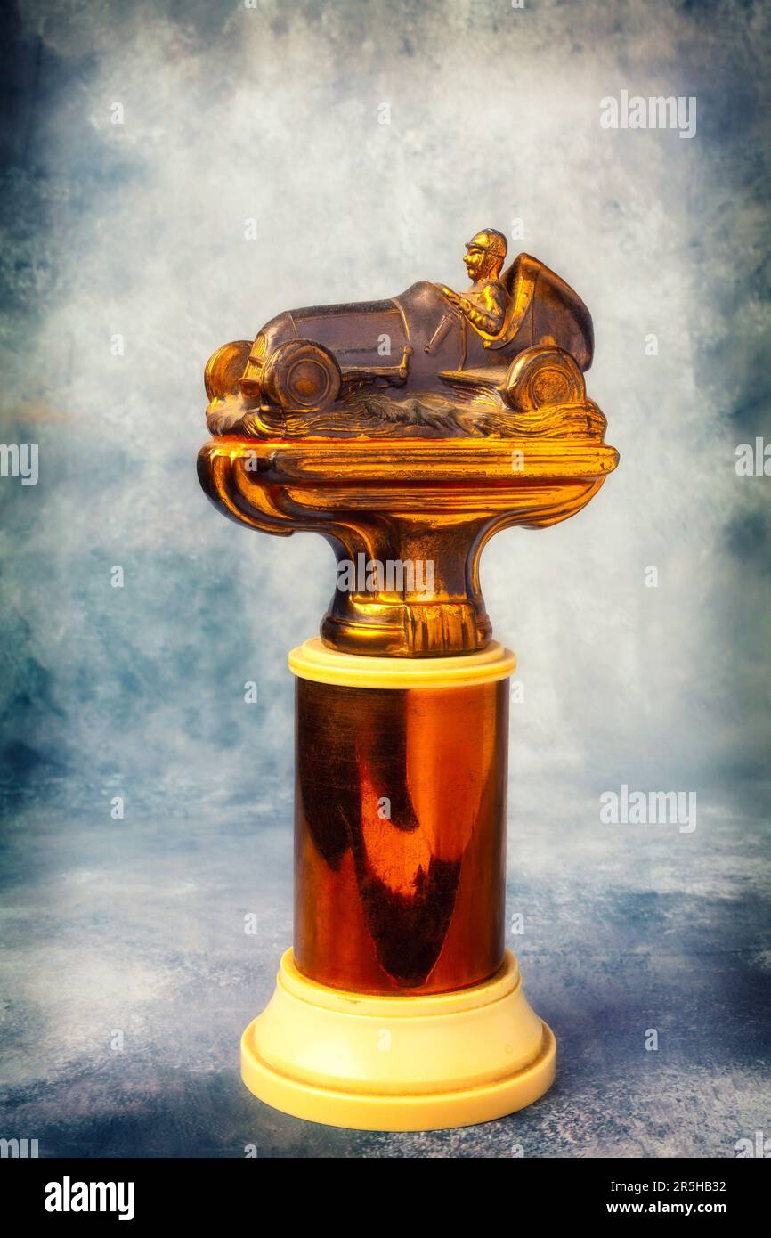 Vintage Race Car Trophy Childhood Memories Stock Photo - Alamy