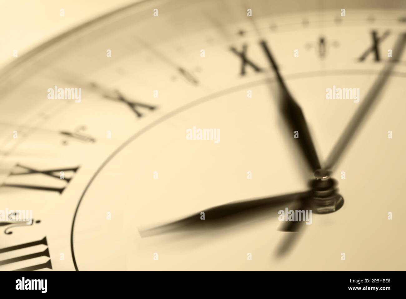 Fleeting time concept. Clock on light background, closeup. Motion ...