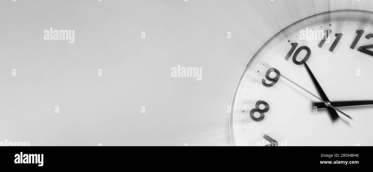 Fleeting time concept. Clock on light grey background, motion effect ...