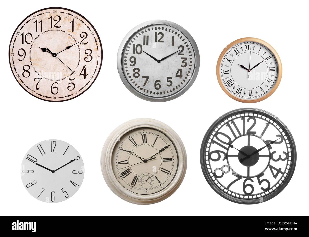Collage numbers clocks Cut Out Stock Images & Pictures - Alamy