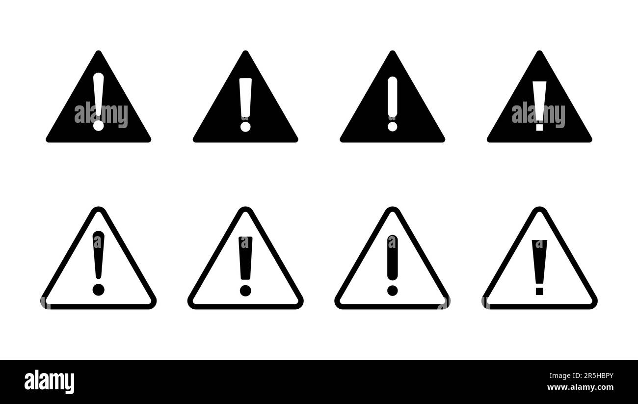 Exclamation danger sign. attention sign icon set. Hazard warning attention sign Stock Vector ...