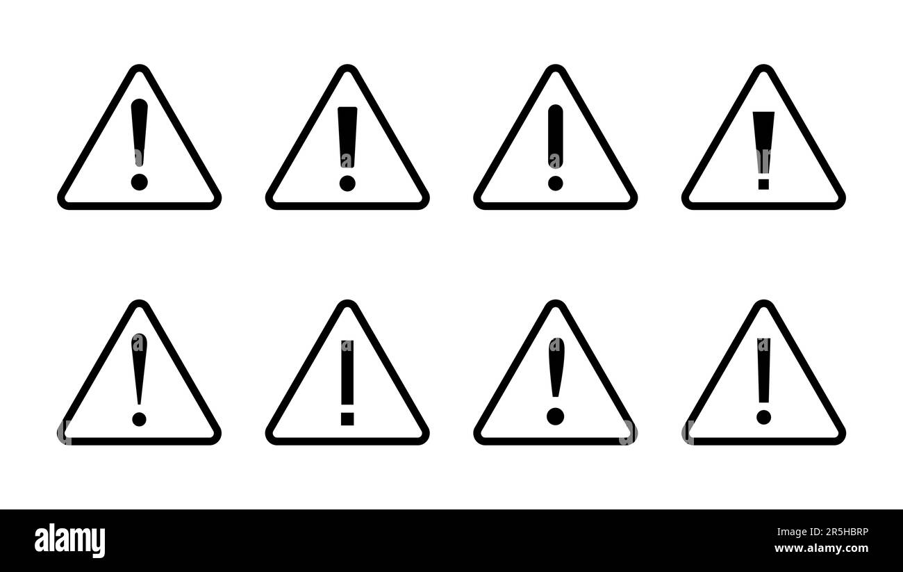 Exclamation danger sign. attention sign icon set. Hazard warning ...