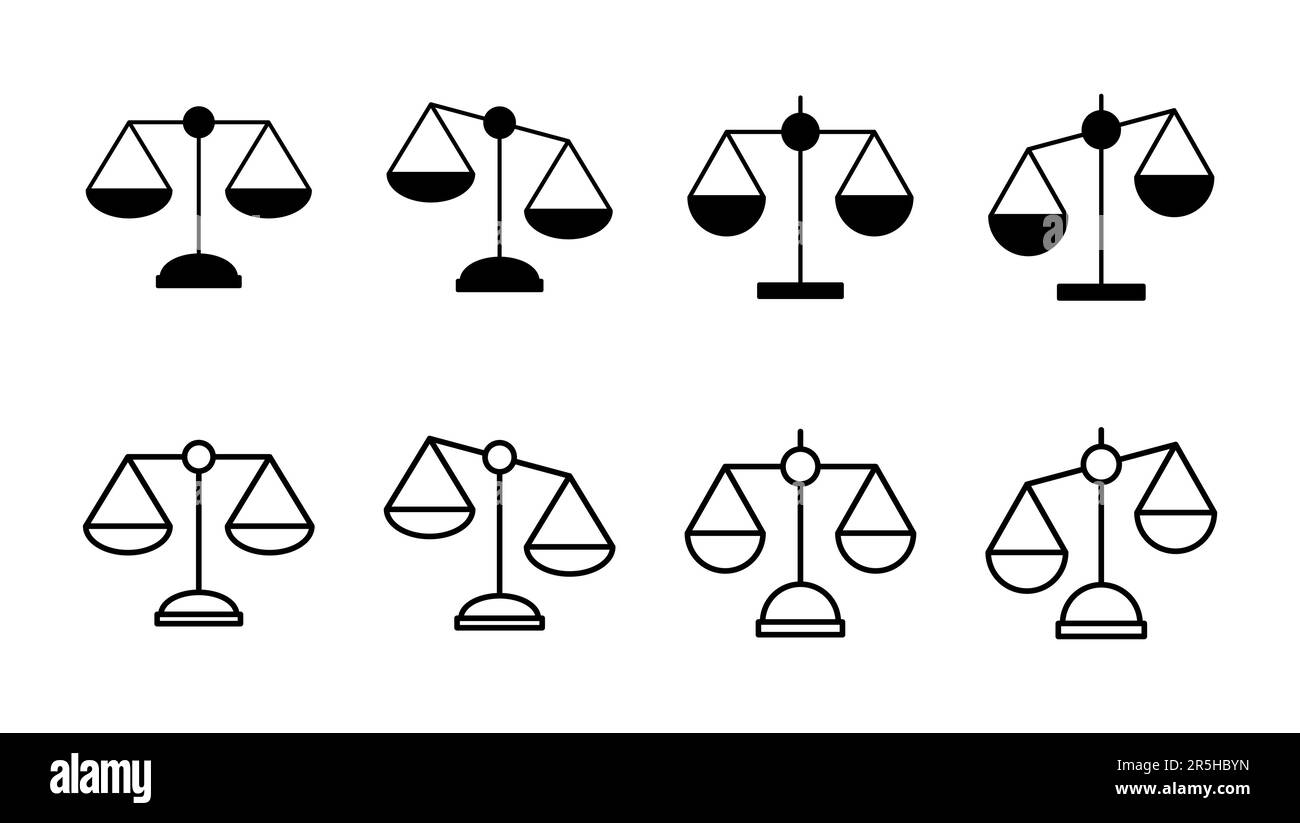 Scales icon set. Law scale icon. Scales vector icon. Justice Stock ...