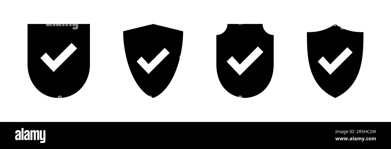 Shield check mark icon set. Protection approve sign. Safe icon vector Stock Vector Image & Art ...