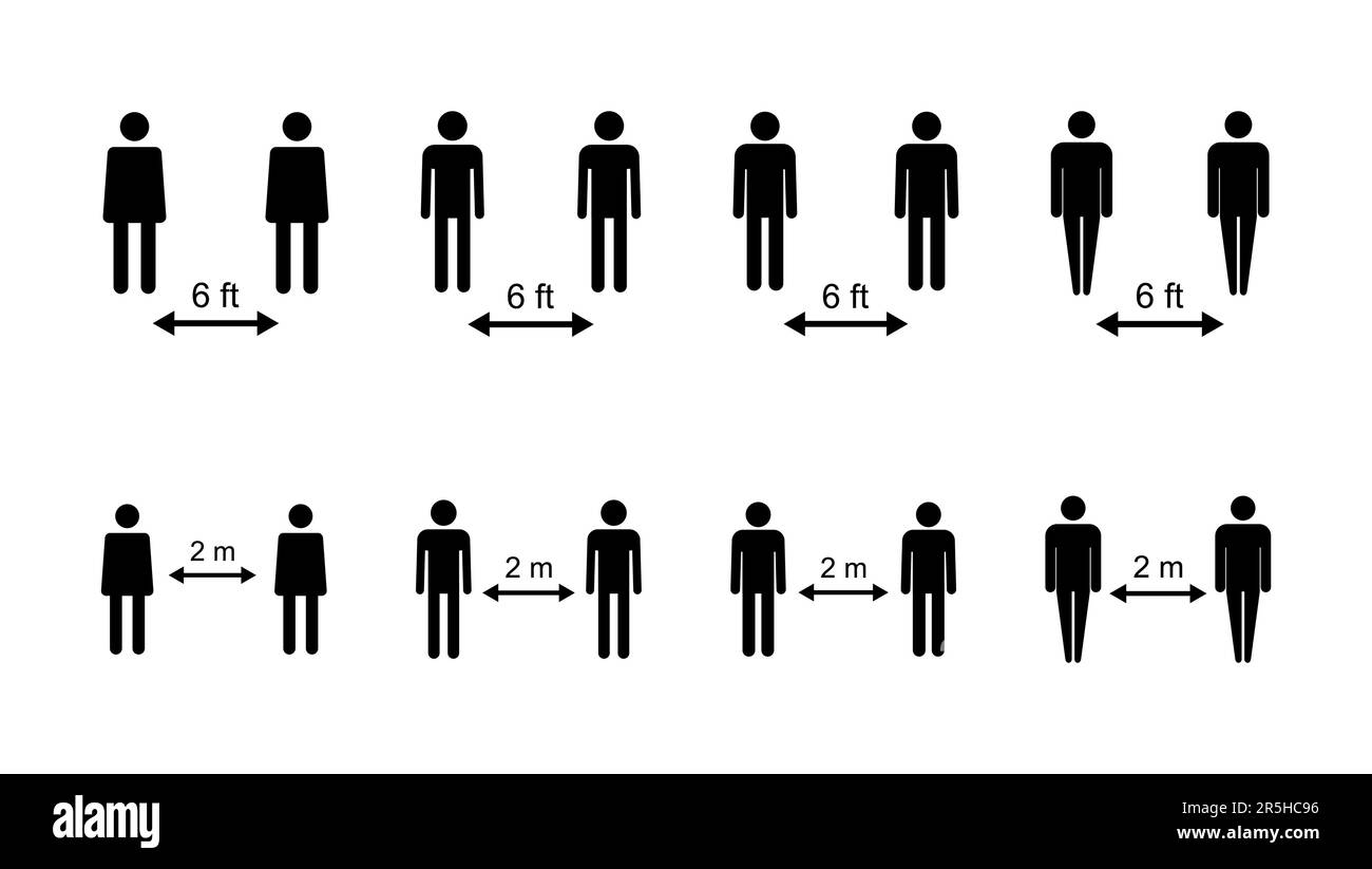 Social distance icon set. social distancing icon. self quarantine sign ...
